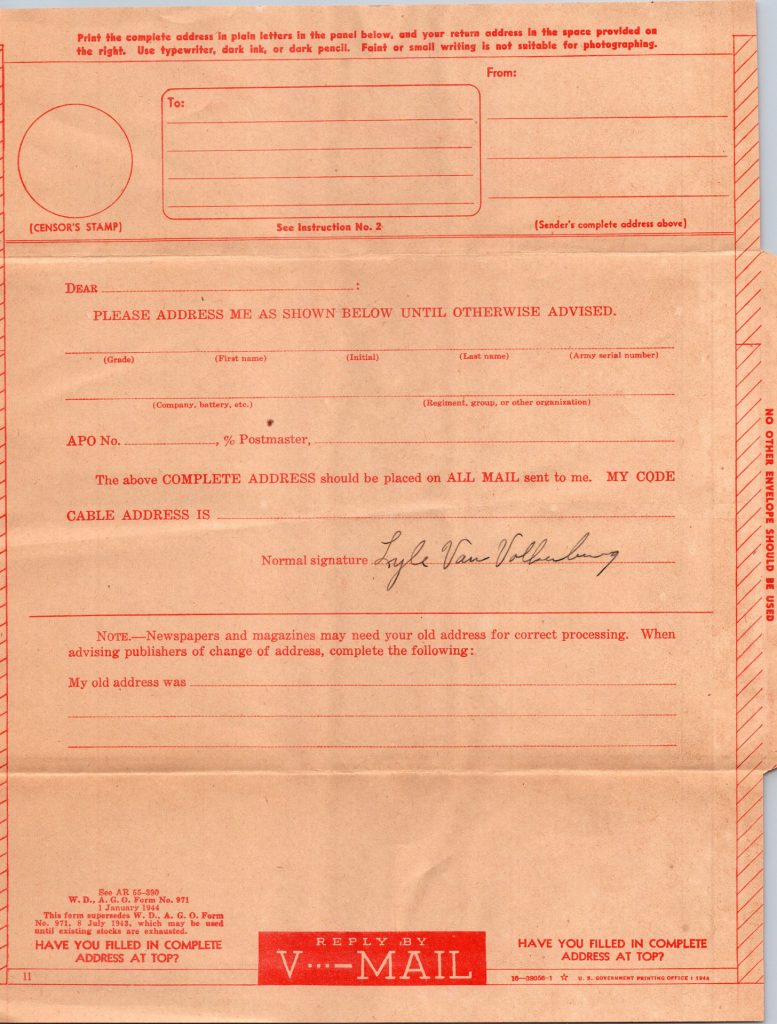 Lyle Daniel Van Volkenburg Administrative File – Our Big Clan